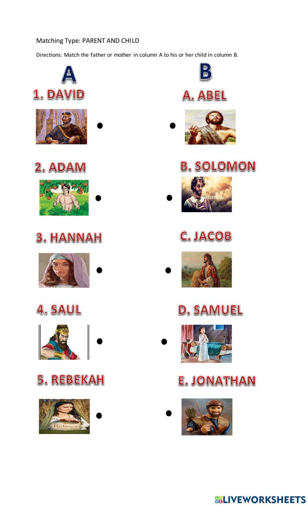 Parent and child interactive worksheet | Live Worksheets