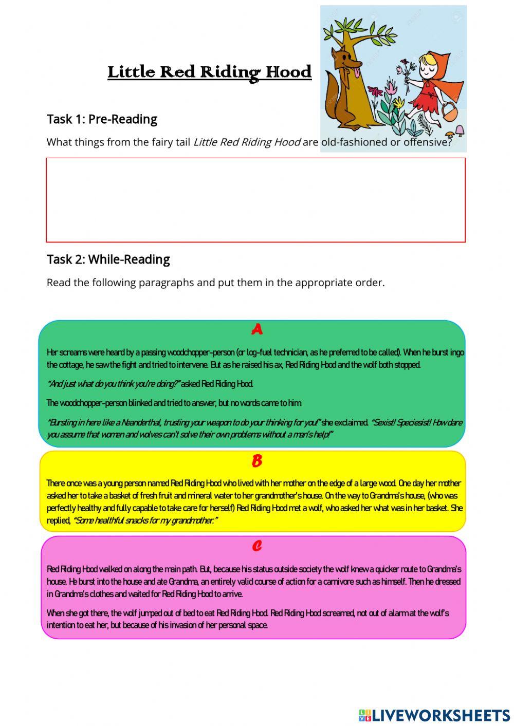Little Red Riding Hood interactive worksheet for 6th year | Live Worksheets