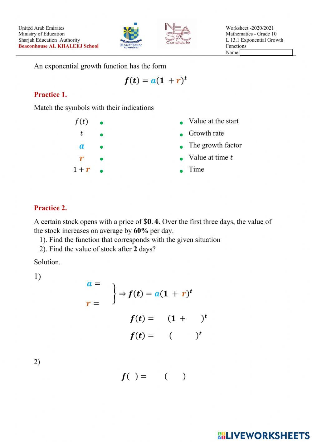 Exponential Growth Functions 5047514 | Zakrya Barakat
