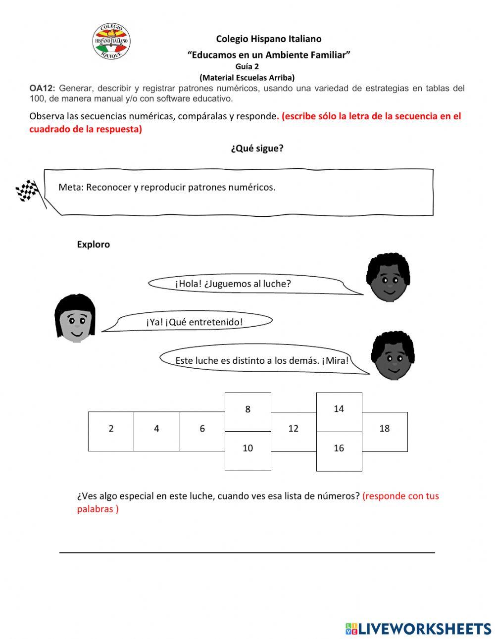 Secuencias interactive worksheet for TERCERO BASICO | Live Worksheets Secuencias interactive worksheet for TERCERO BASICO | Live Worksheets