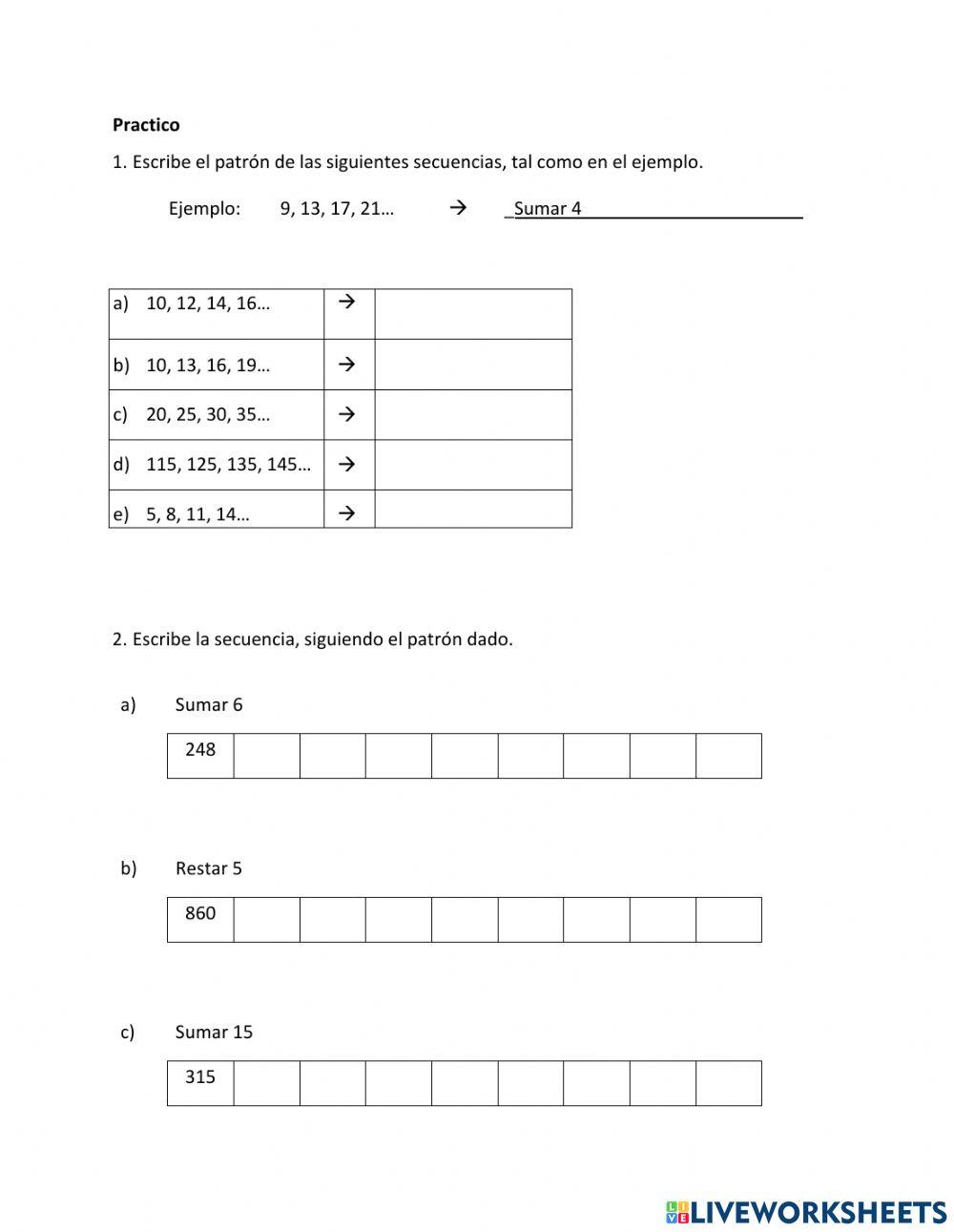 Secuencias interactive worksheet for TERCERO BASICO | Live Worksheets Secuencias interactive worksheet for TERCERO BASICO | Live Worksheets