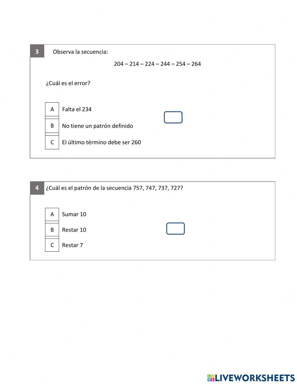 Secuencias interactive worksheet for TERCERO BASICO | Live Worksheets Secuencias interactive worksheet for TERCERO BASICO | Live Worksheets
