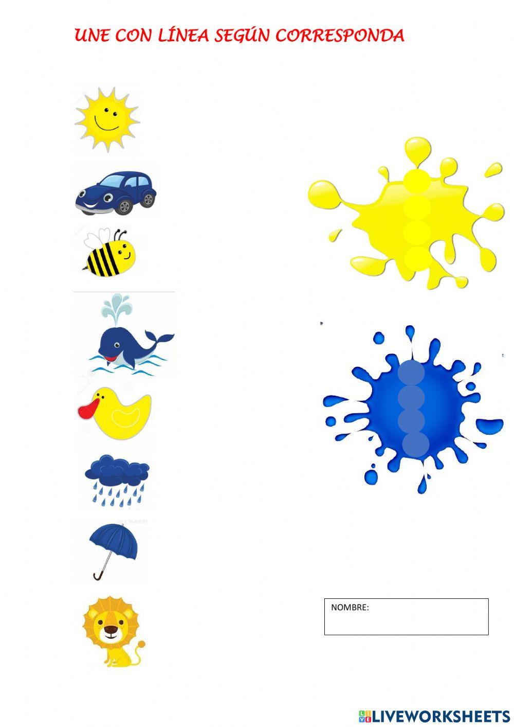 Colores azul y amarillo worksheet | Live Worksheets