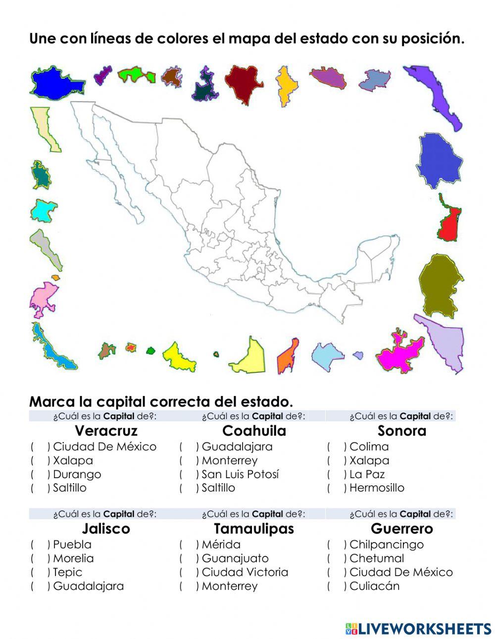 Estados Y Capitales Correspondientes Para Imprimir Estados De Estados