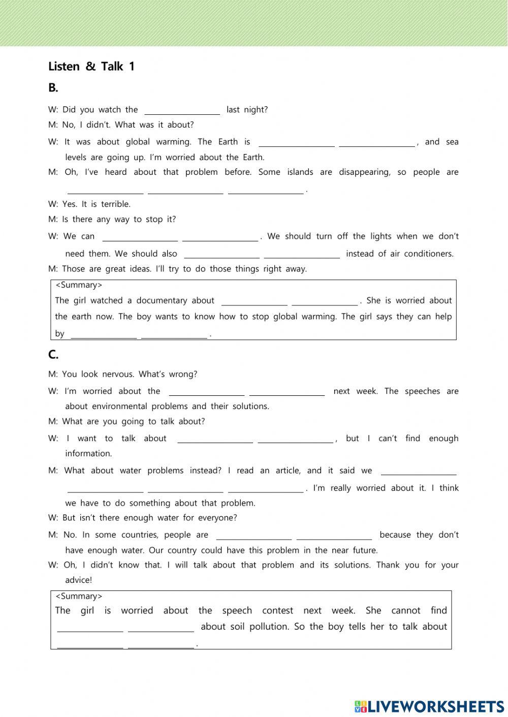 4.go green together worksheet | Live Worksheets