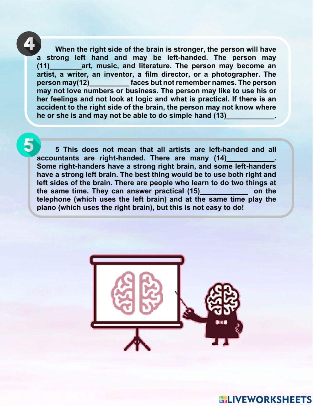 Right Brain, Left Brain online exercise for | Live Worksheets
