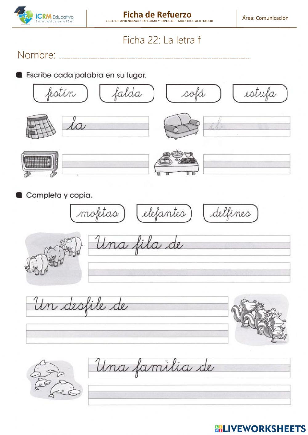 Letra f 1066263 | Miss_Elita | LiveWorksheets
