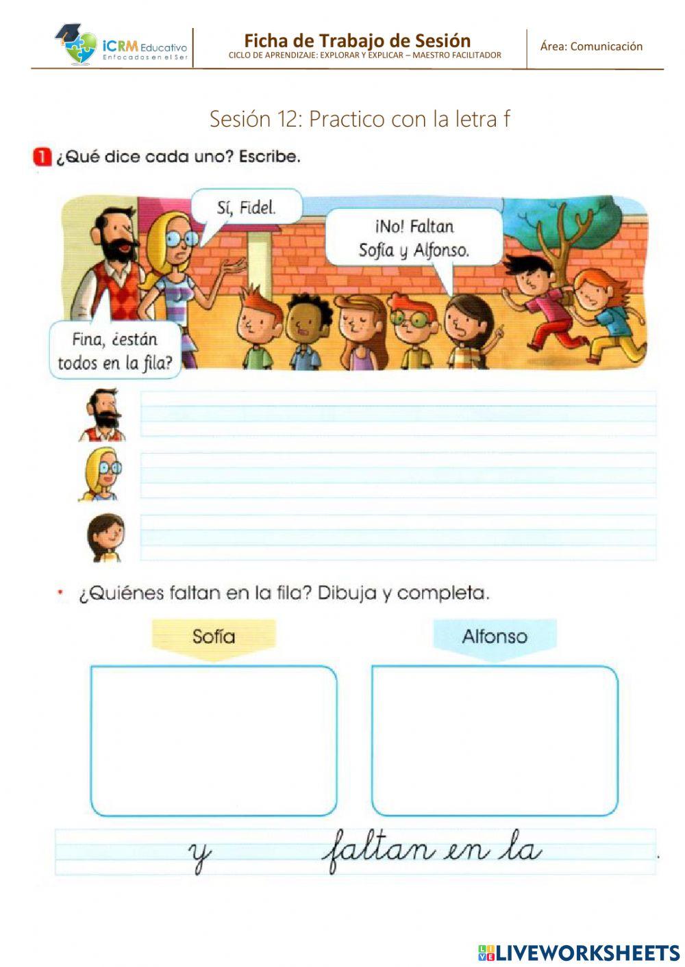Letra f exercise for grade 1 | Live Worksheets