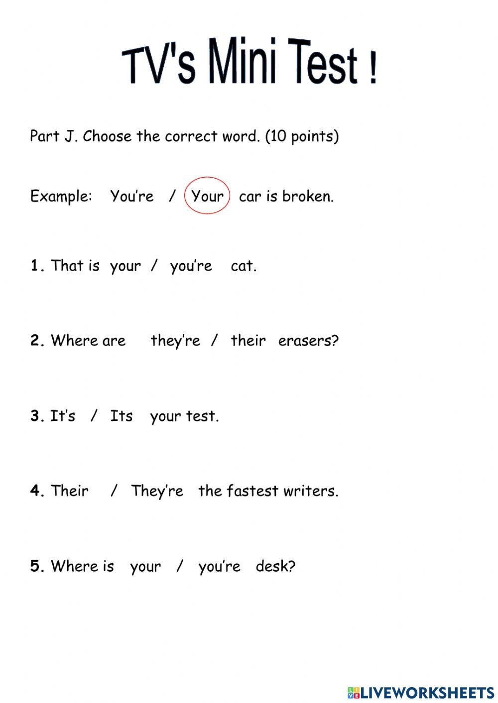 Part J: Choose Possessive-Contraction | vrasche | Live