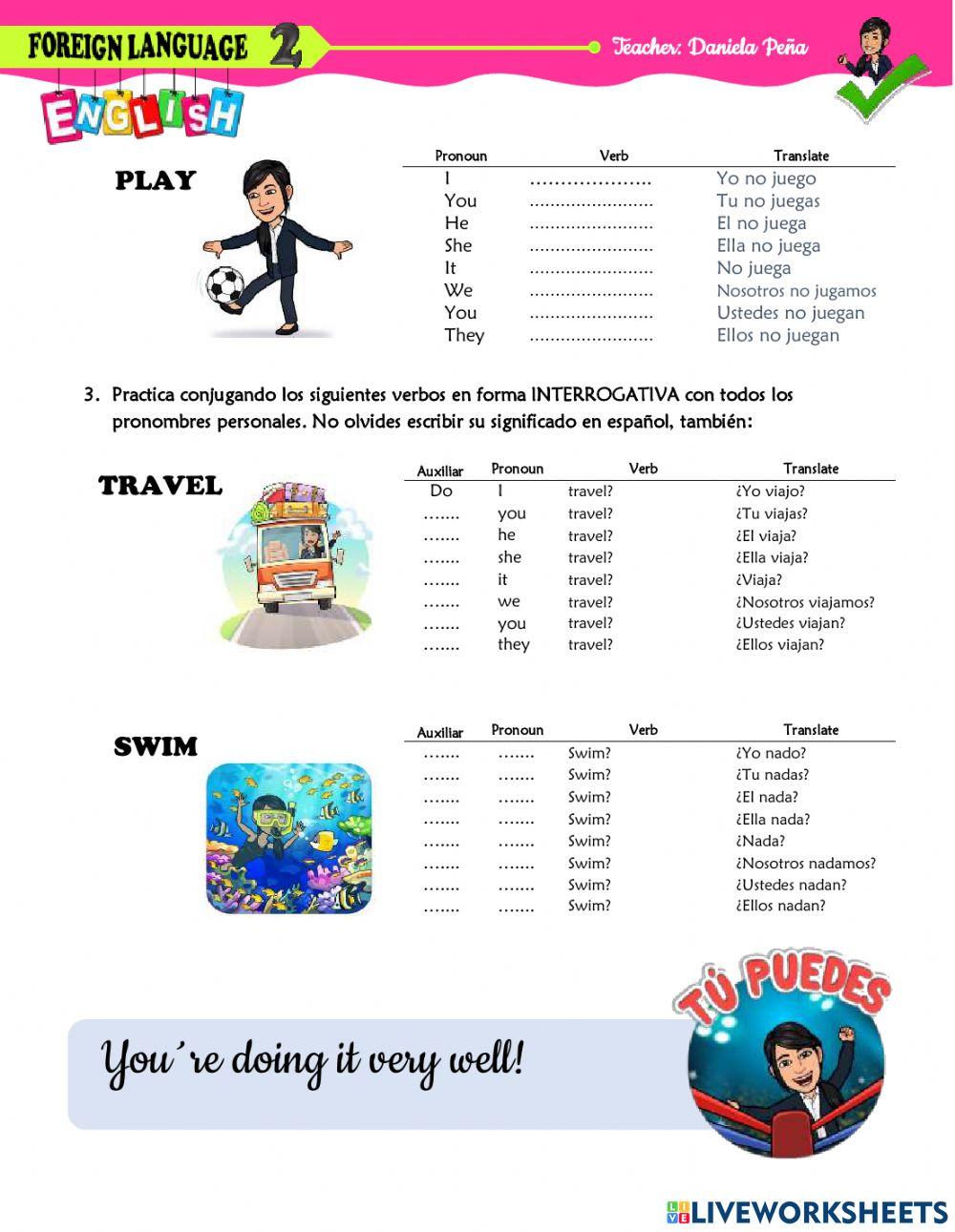 Action verbs online exercise for segundo secundaria | Live Worksheets