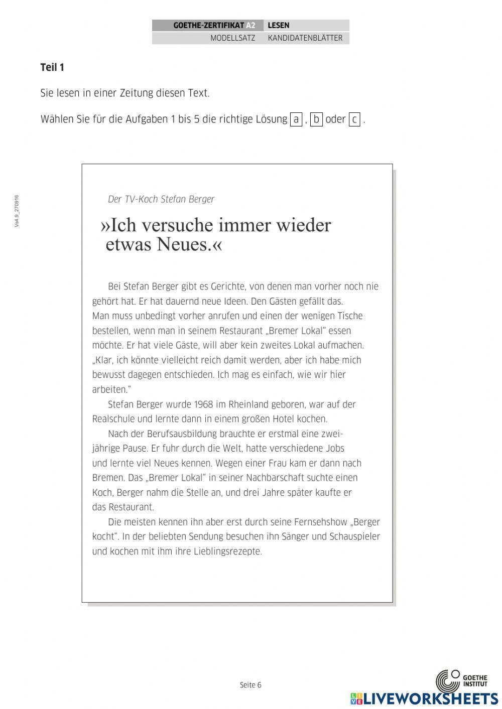 A2 Lesen 5048454 | jovanka_arsova | Live Worksheets