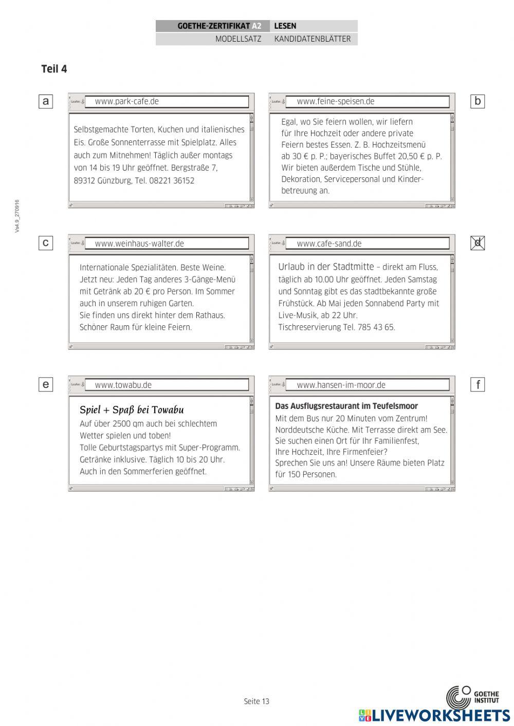 A2 Lesen 5048454 | jovanka_arsova | Live Worksheets