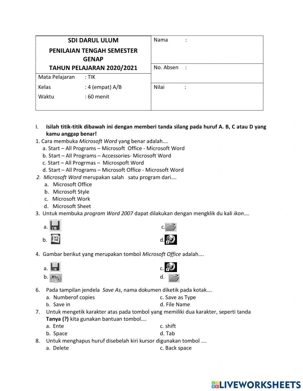 Tik online pdf worksheet | Live Worksheets