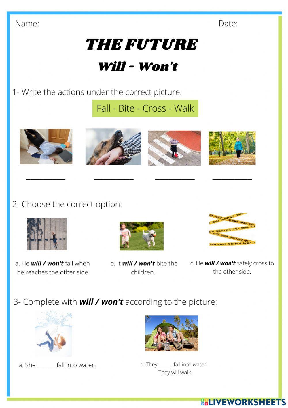 The Future: Will - Won't interactive worksheet | Live Worksheets