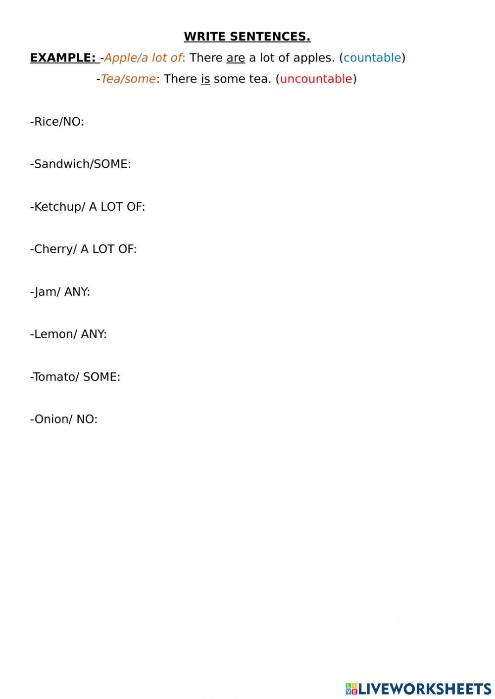 Quantifiers online exercise for A2 | Live Worksheets