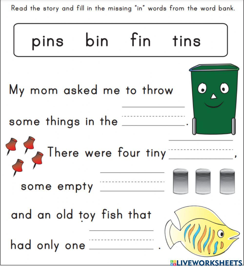 IN word sentences worksheet | Live Worksheets