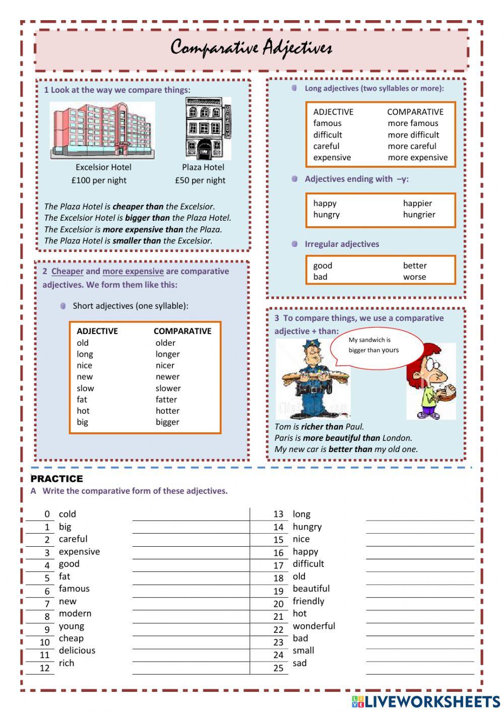 Comparative Adjectives online exercise for Segundo de Secundaria | Live ...