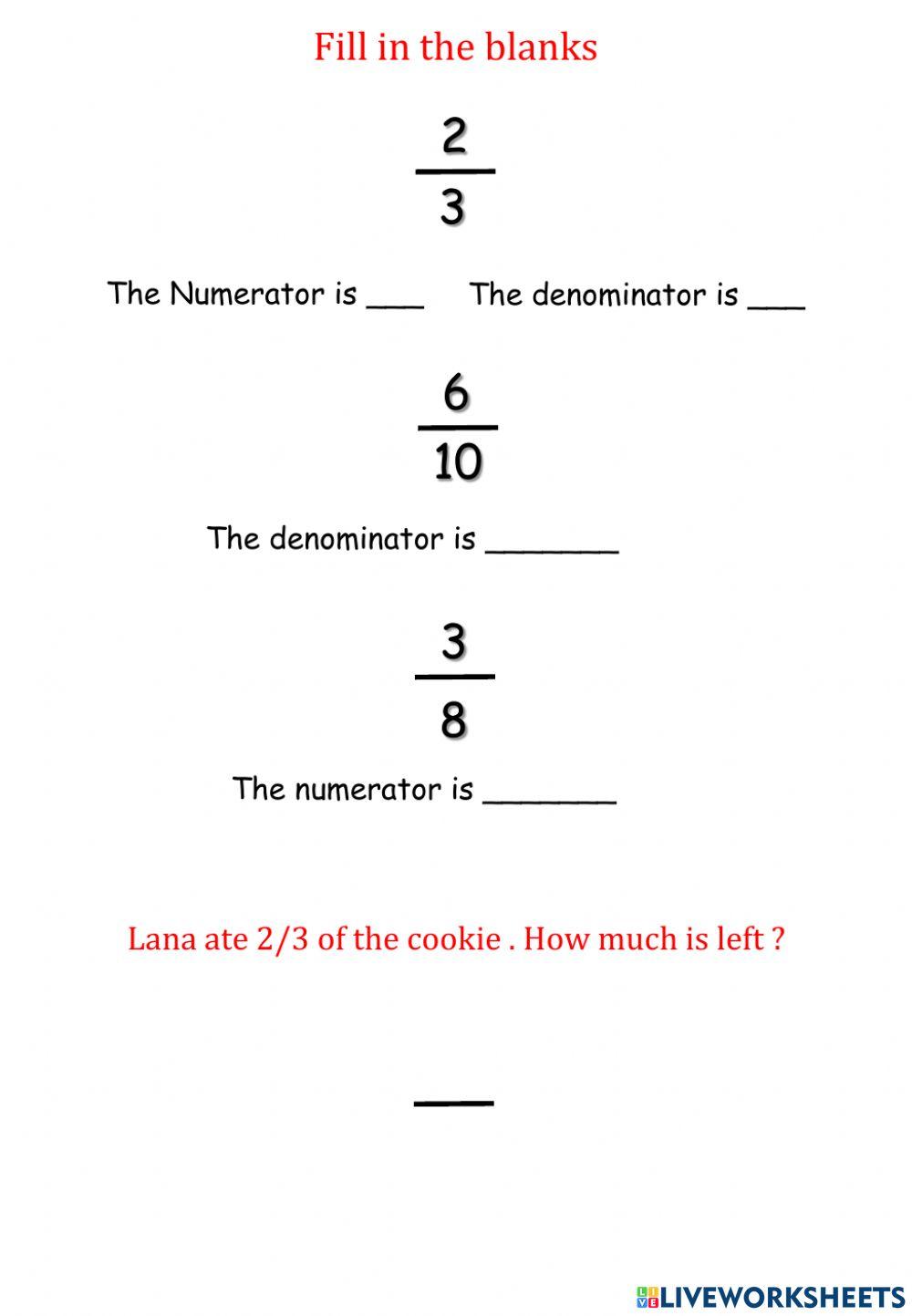 Fractions online exercise for 3 | Live Worksheets