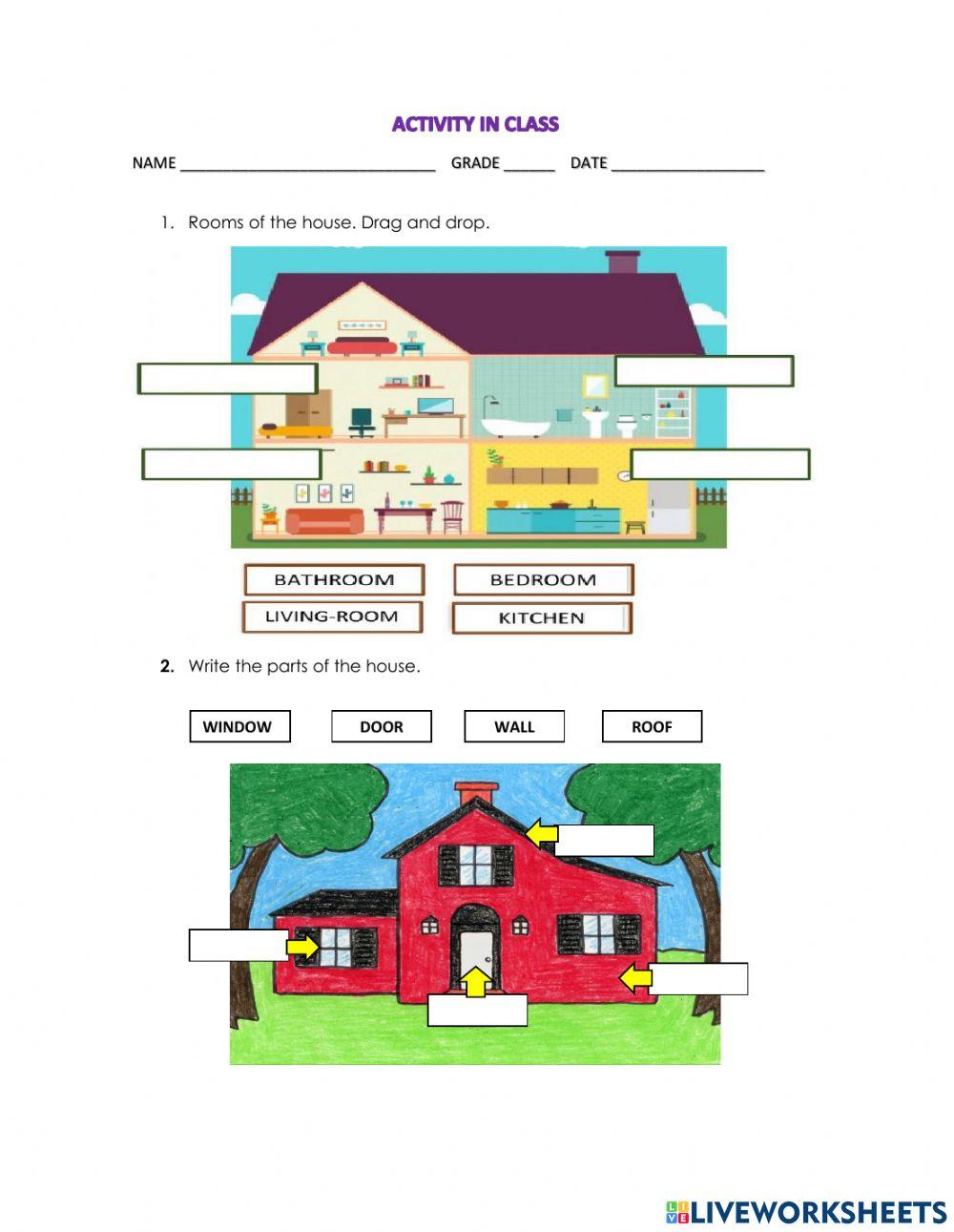 House online exercise for 1 | Live Worksheets