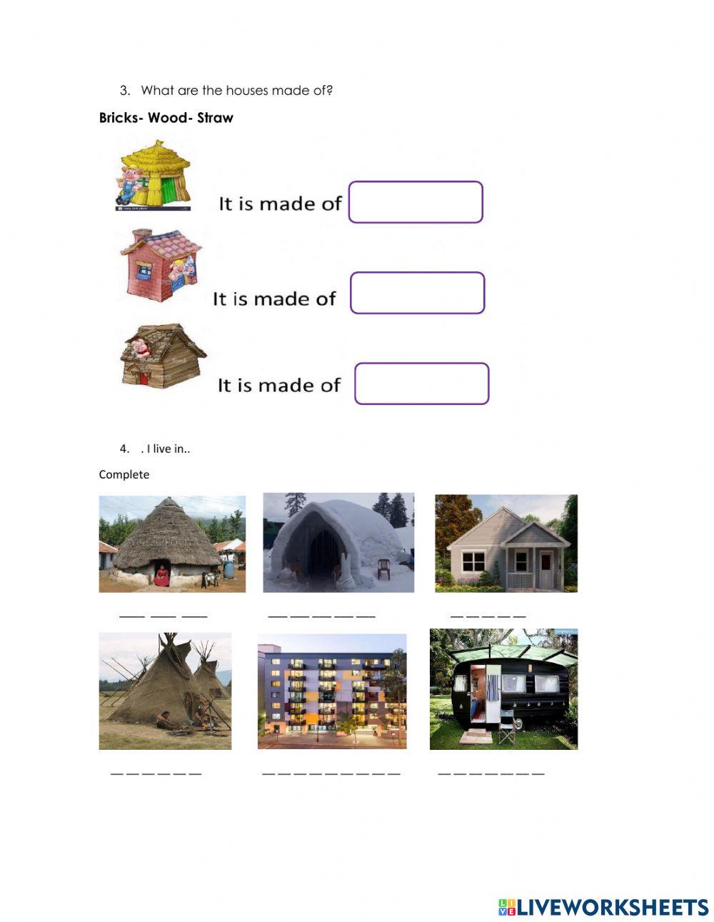 House online exercise for 1 | Live Worksheets