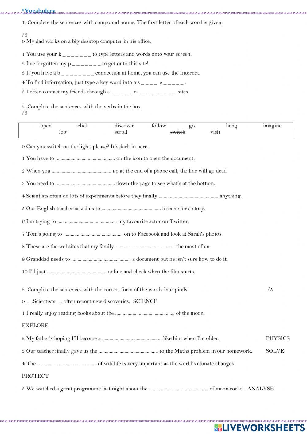 Unit 2- test ket 1 worksheet | Live Worksheets