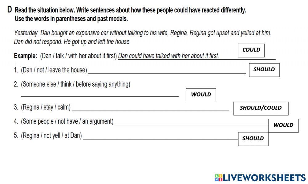 Past modals interactive activity for PROFENCY | Live Worksheets