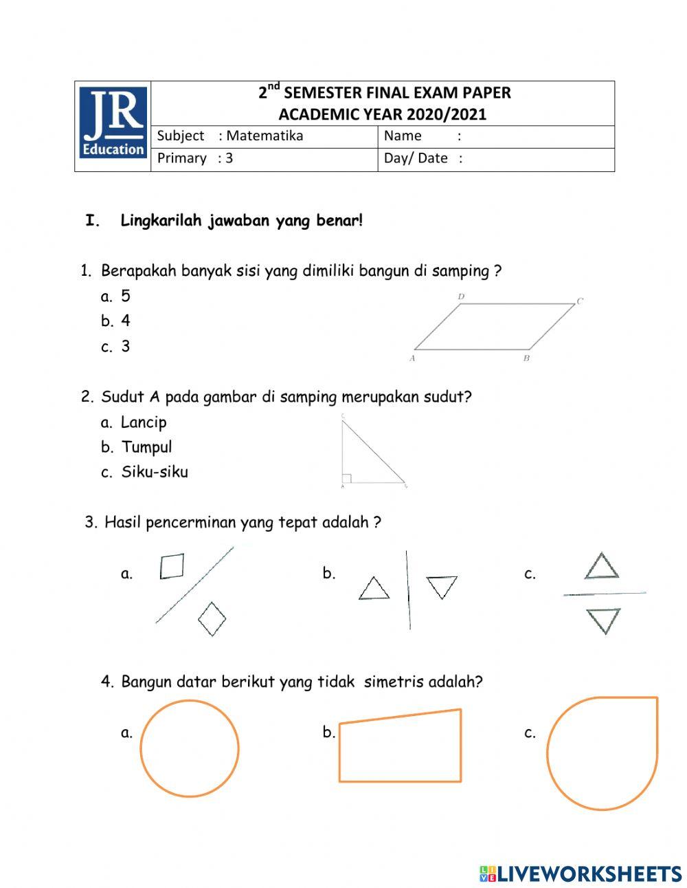Matematika P3 worksheet | Live Worksheets