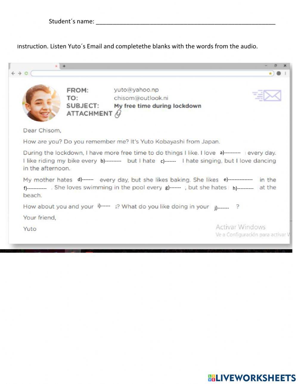 My free time during the lockdown worksheet | Live Worksheets