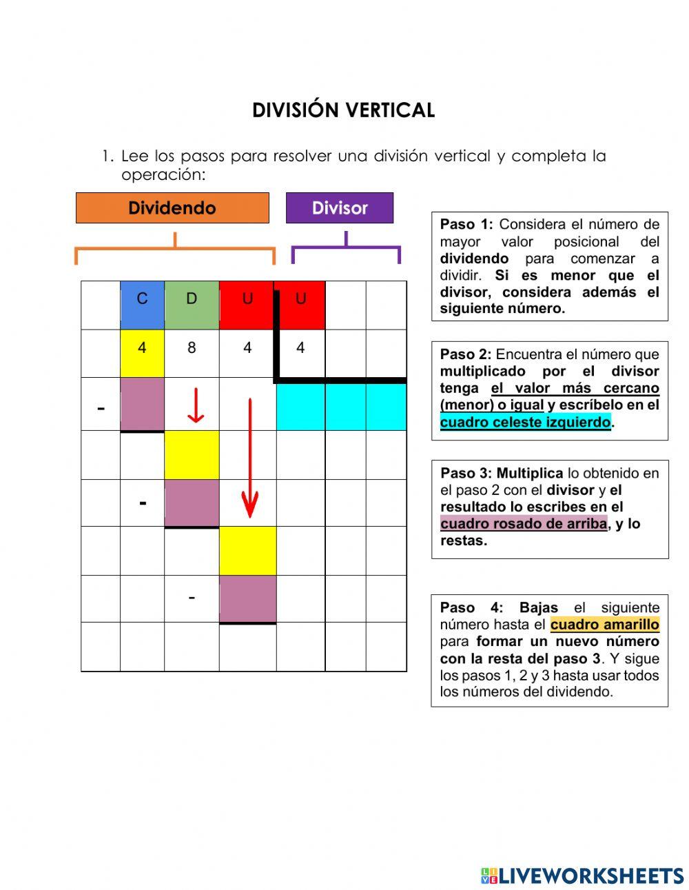 Division vertic… | Free Interactive Worksheets | 1068451
