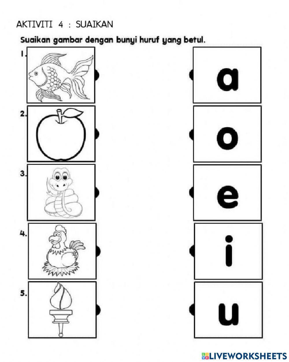 Huruf vokal interactive activity for pre school | Live Worksheets