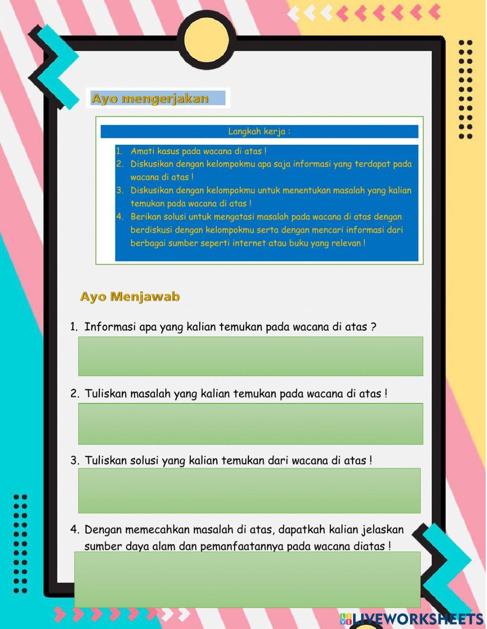 LATIHAN kelas 4 tema 9 sub 2 pb 5 | I KETUT DARMAWAN