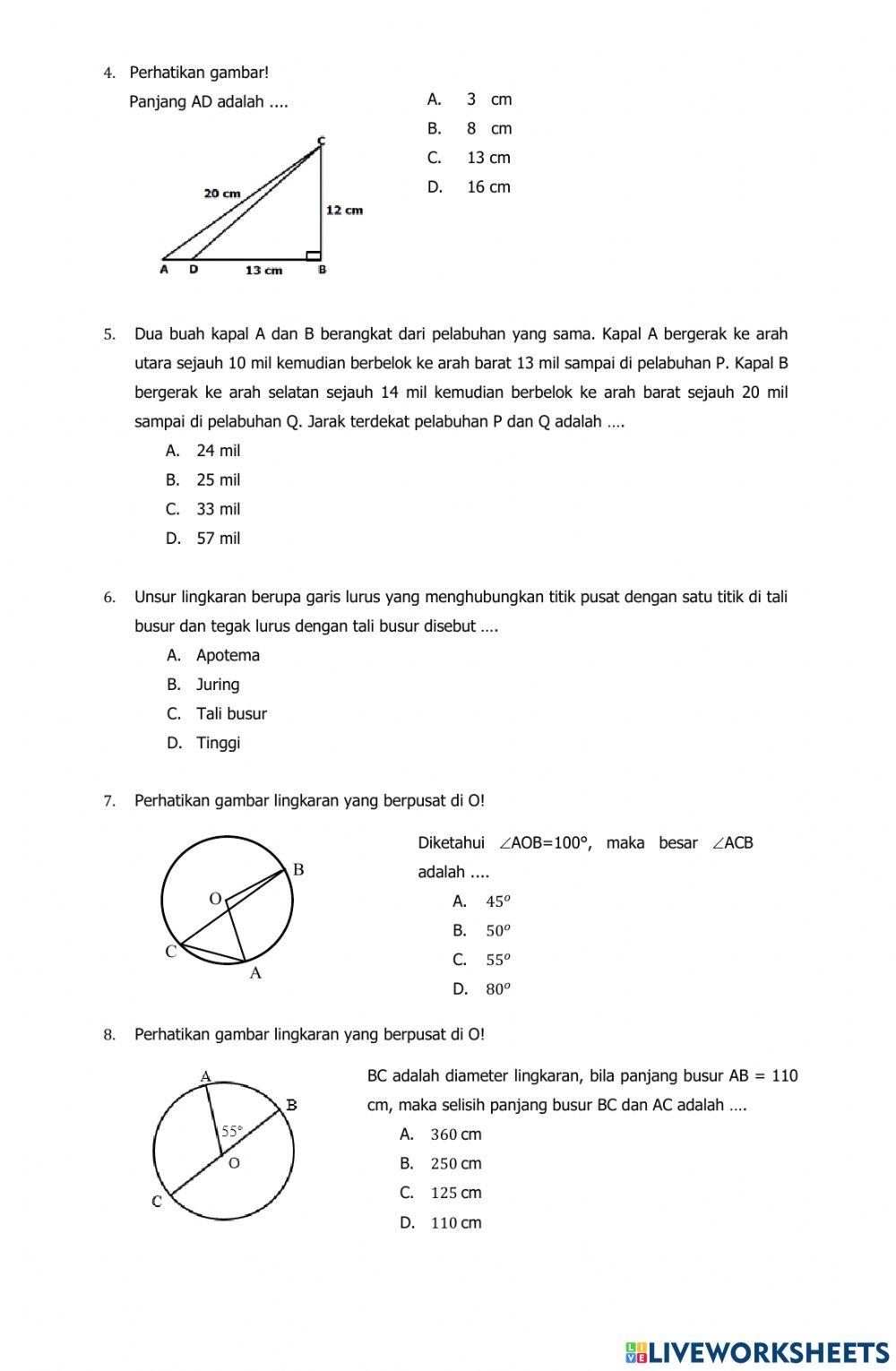 Soal perbaikan mtk kls 8 worksheet | Live Worksheets