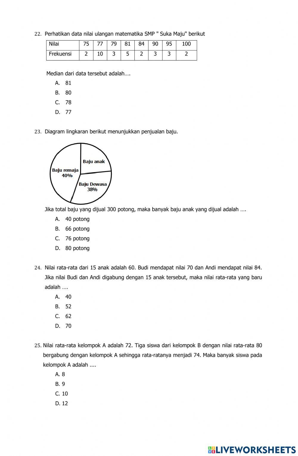 Soal perbaikan mtk kls 8 worksheet | Live Worksheets