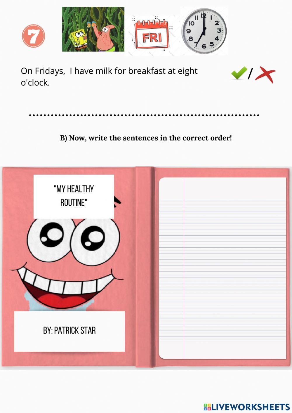 Patrick star's diary worksheet | Live Worksheets