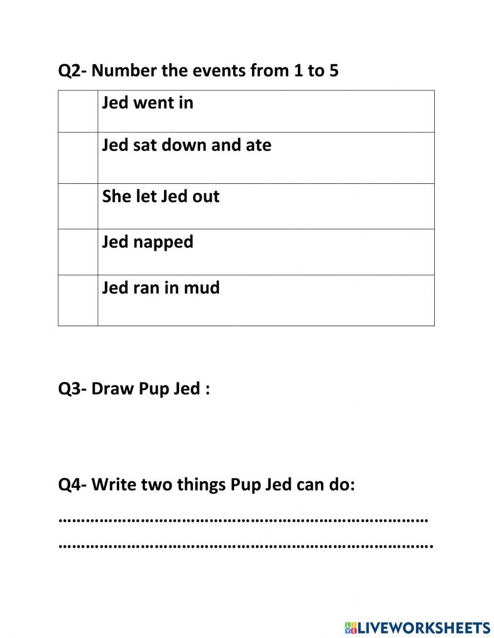 Jed The Pup worksheet | Live Worksheets