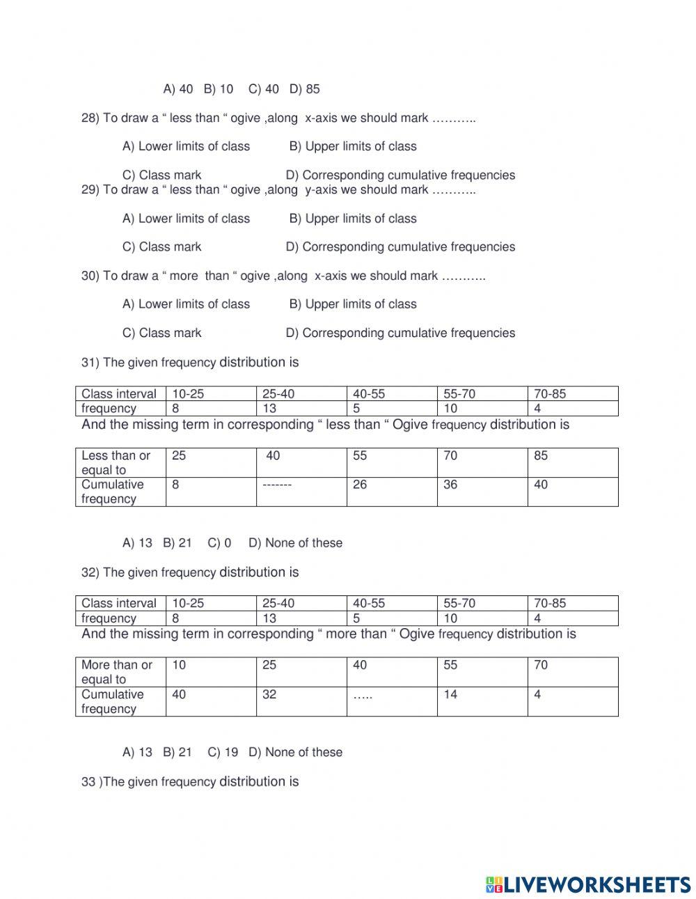 Maths mcq | LAXMISH BHAT | Live Worksheets
