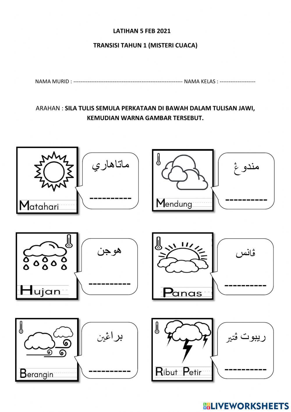 Misteri cuaca online exercise | Live Worksheets
