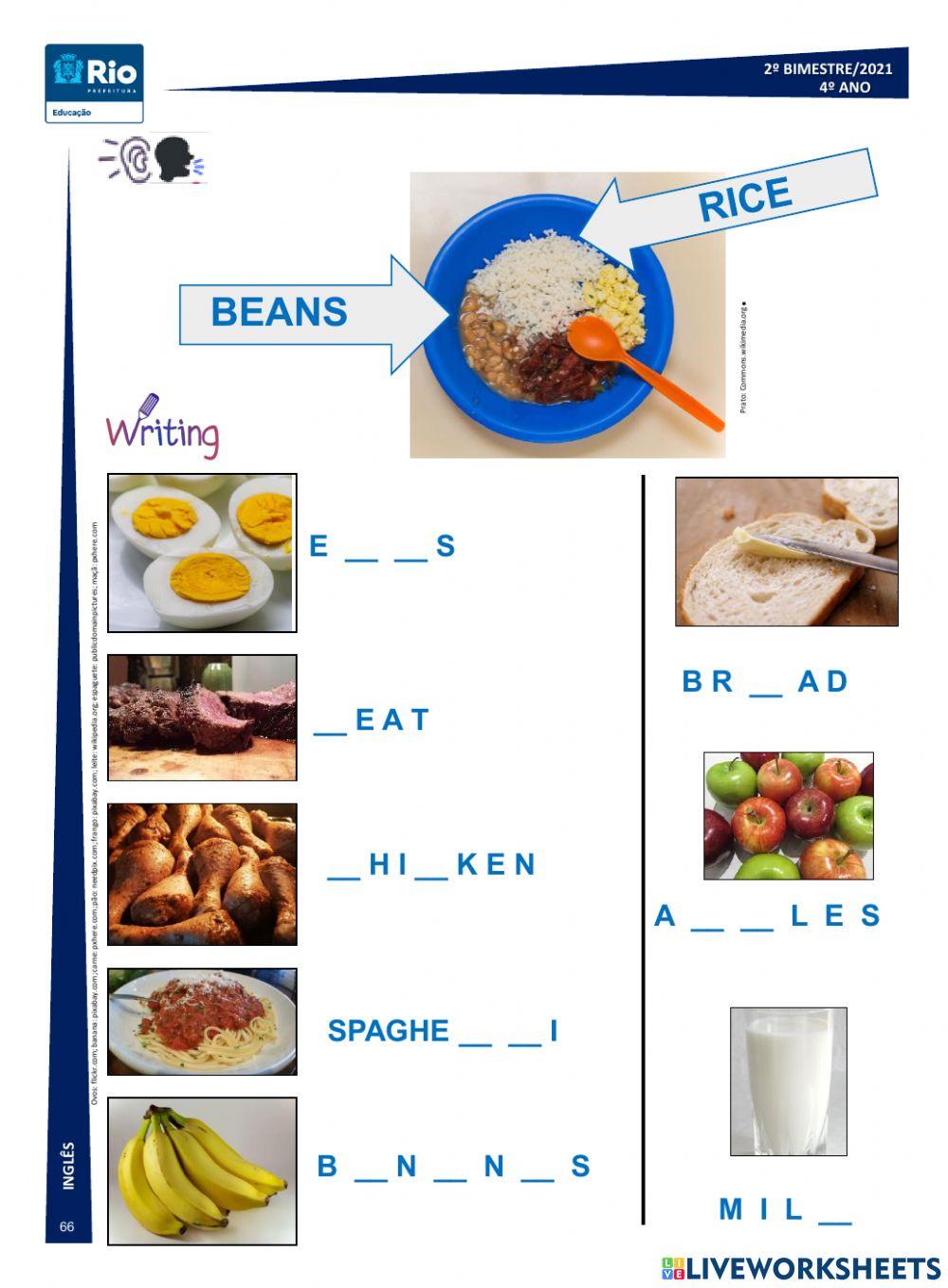 Food online exercise for 4th grade | Live Worksheets
