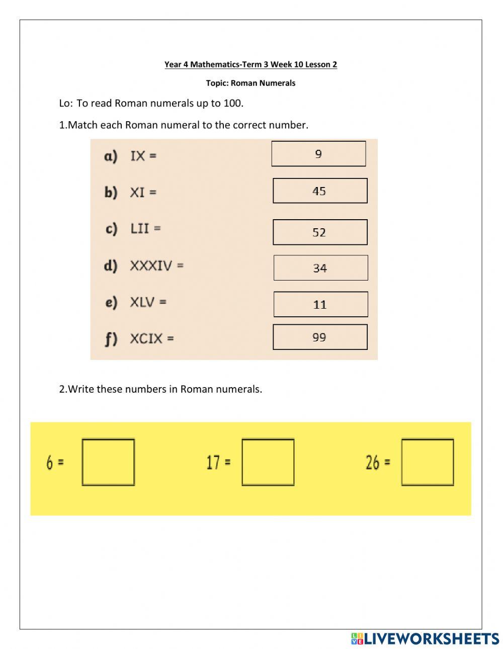 Maths Term 3 week 10 lesson 2 Foundation worksheet | Live Worksheets