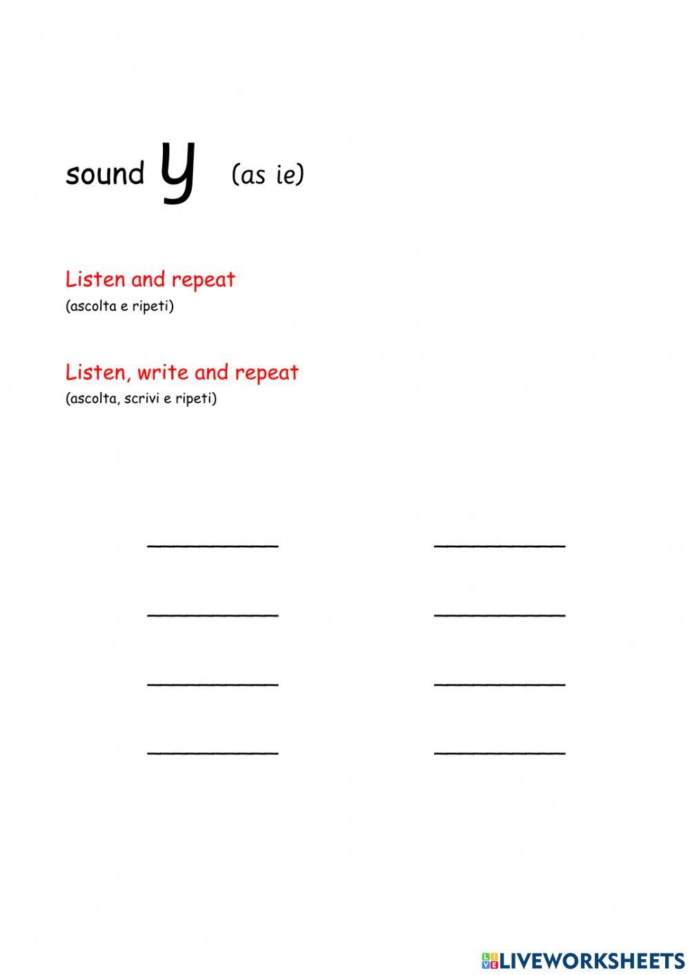 Sound y (as ie) worksheet | Live Worksheets