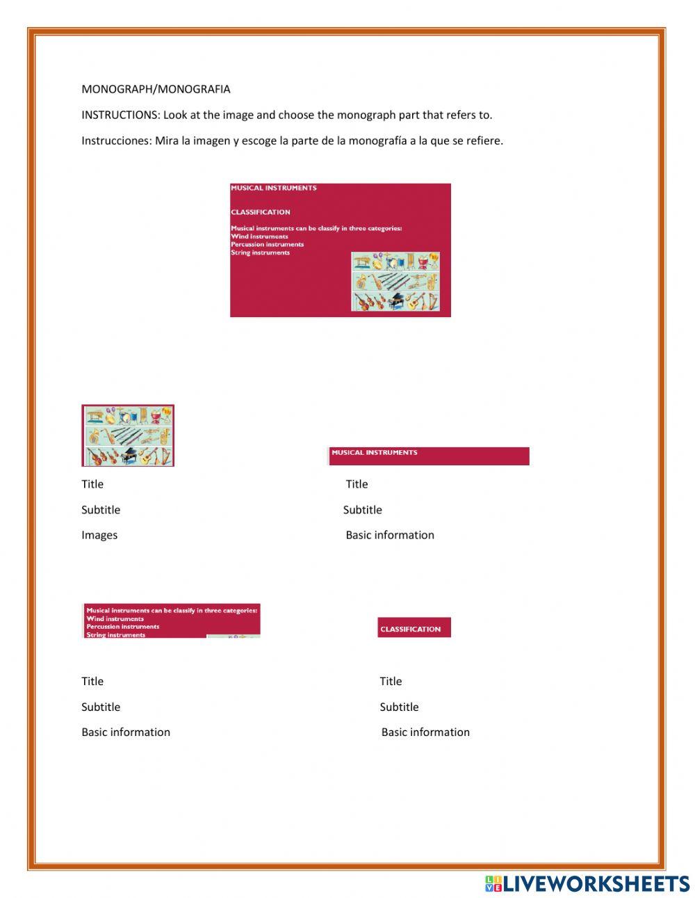 Monograph worksheet | Live Worksheets