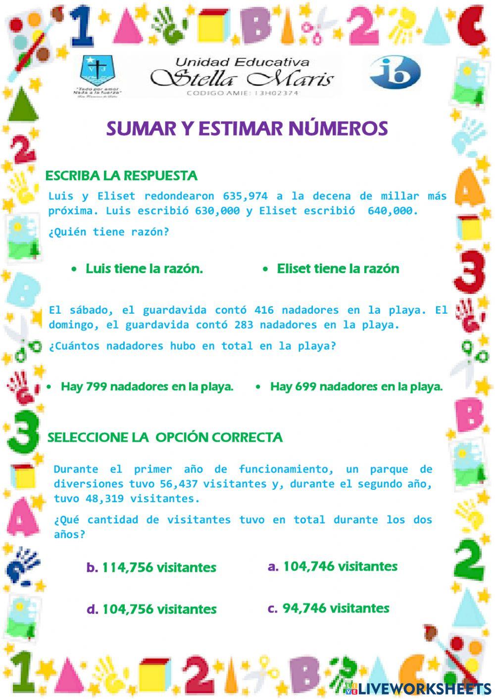 Estimar Numeros Work Mary S. Martínez Lugo