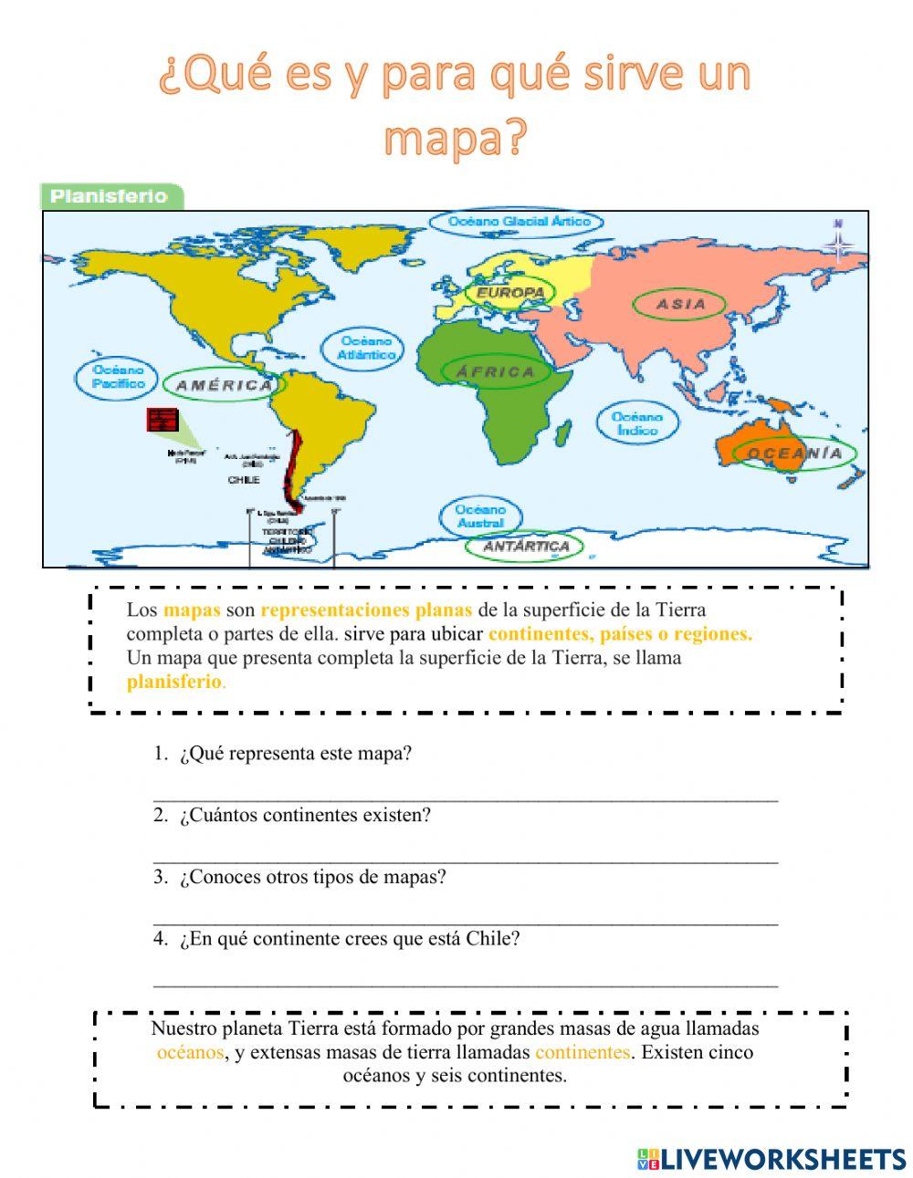 Mapas y Chile worksheet | Live Worksheets