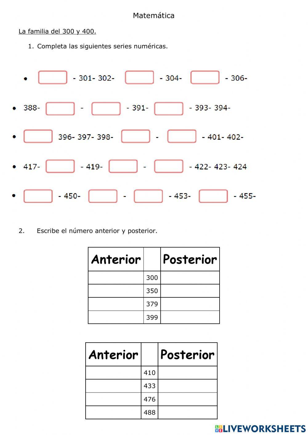Numeración 300 y 400 1071269 | rosarioluduena