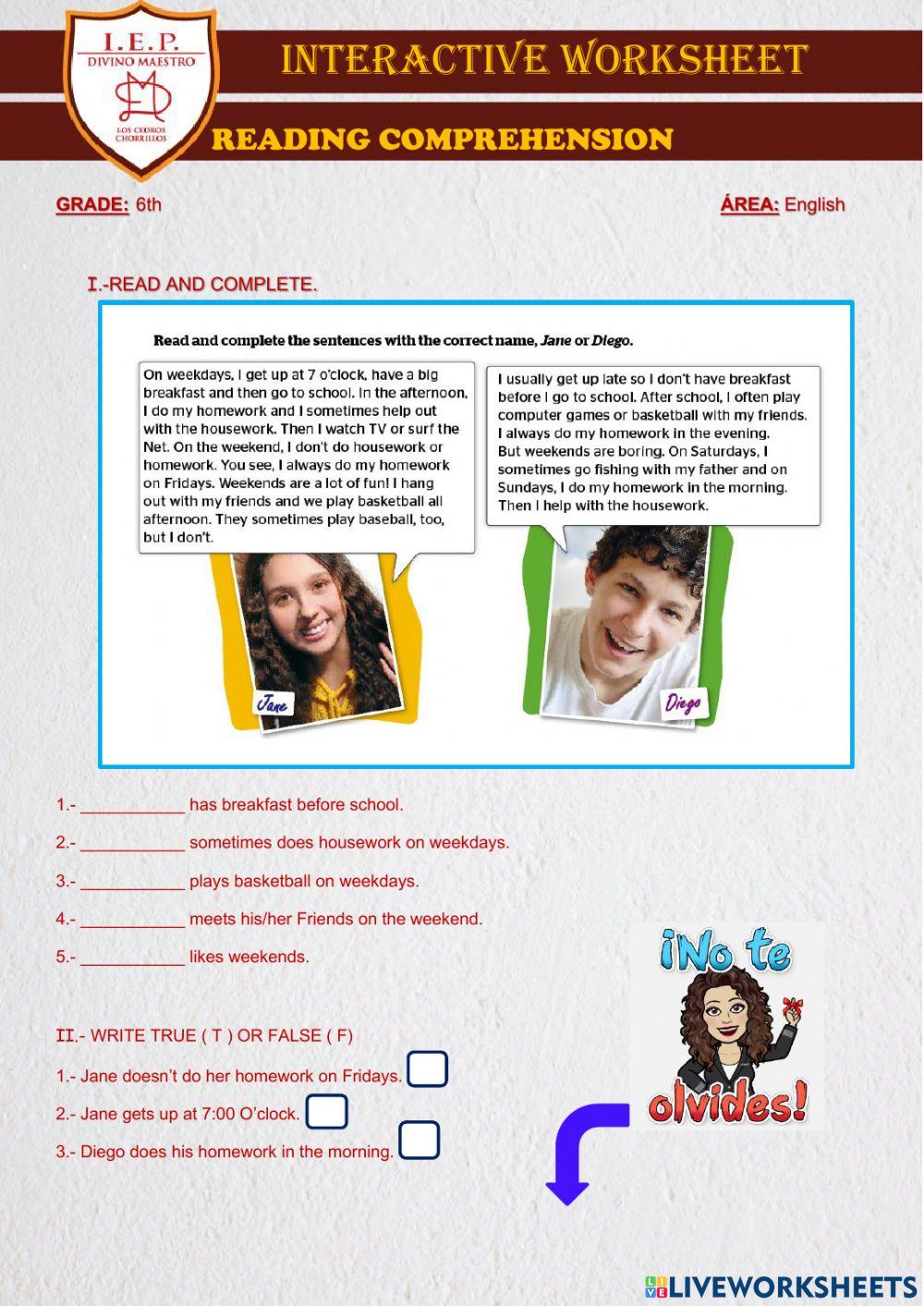 Present simple online exercise for Grade 6 | Live Worksheets