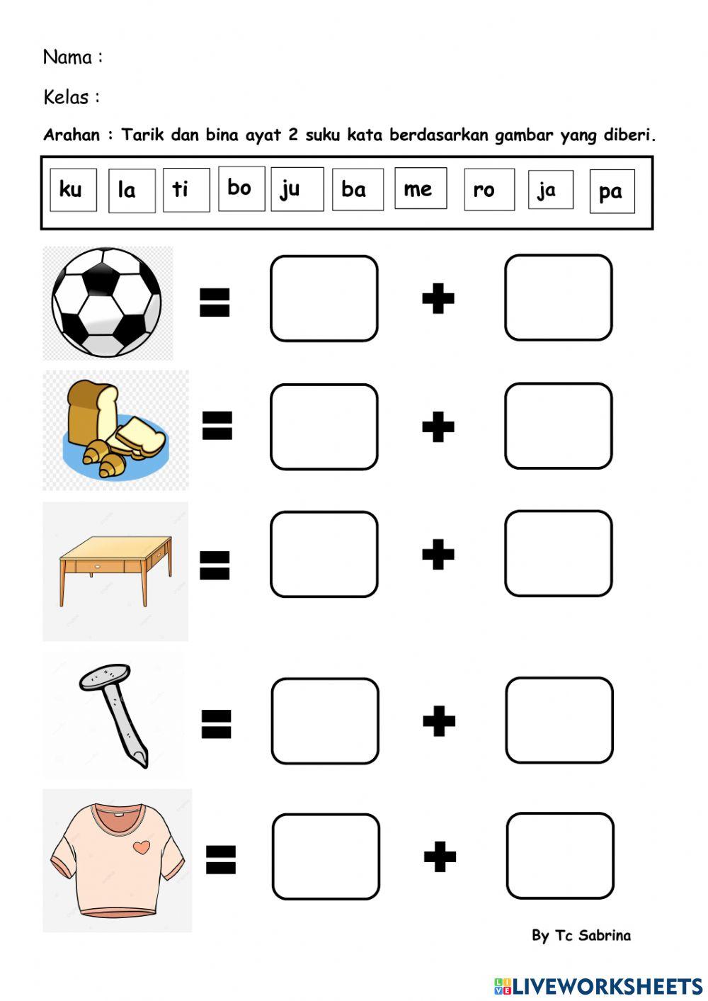 Dua Suku Kata Online Exercise For Live Worksheets