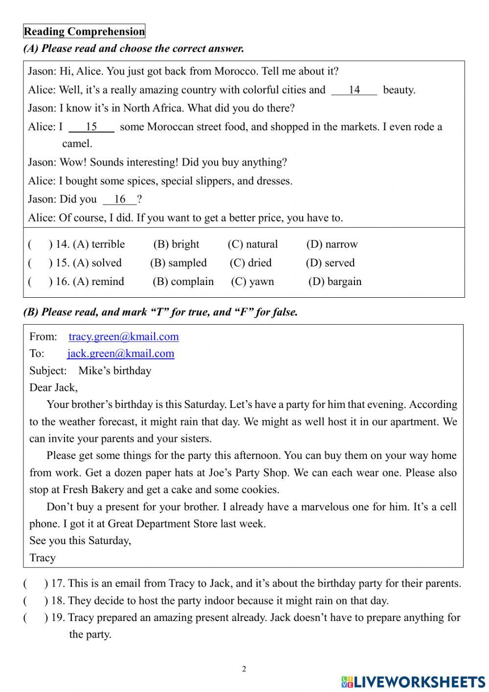 Achievement Test Review (5) worksheet | Live Worksheets