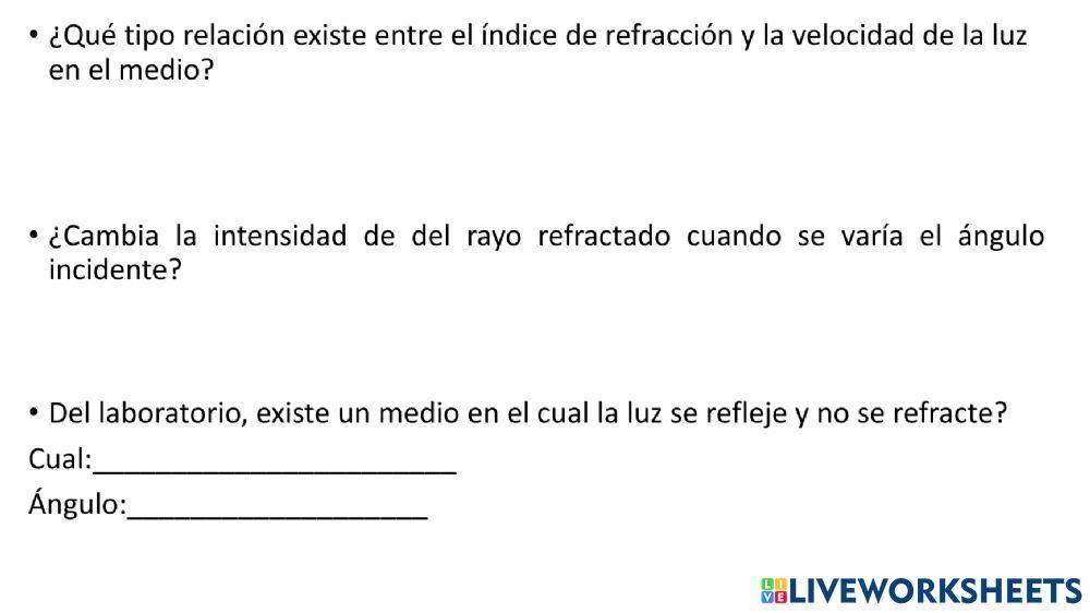 Refractive index interactive worksheet | Live Worksheets