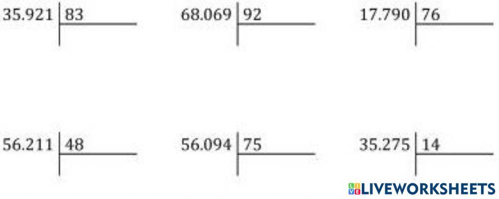 Divisiones 2 online activity | Live Worksheets