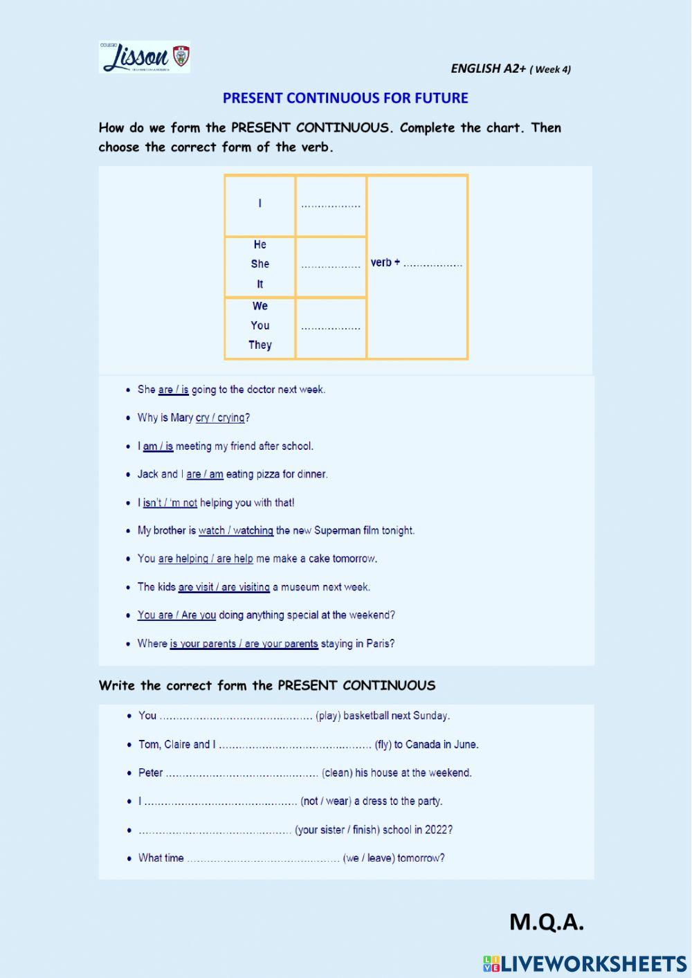 Future Review interactive worksheet | Live Worksheets
